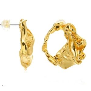 Jewelry | Crumpled Gold Nugget Abstract Annulus Toroid Melting Folded ...